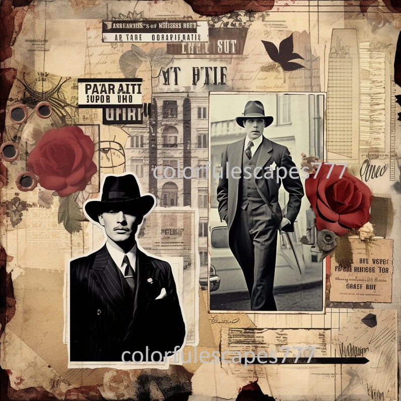 Mafia Digital Paper Altered Art Journal Page Digital Collage Sheet ...