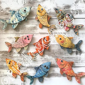 Abstract Fish Paper Dolls Digital Altered Art Colorable Articulated ...