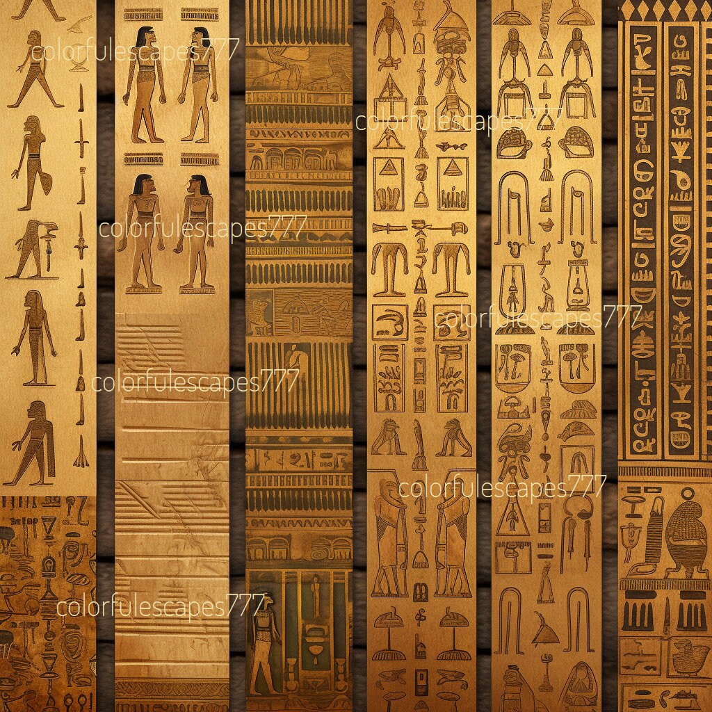 Egyptian Hieroglyphics Digital Paper: Ankh, Eye of Horus (PNG) - Etsy