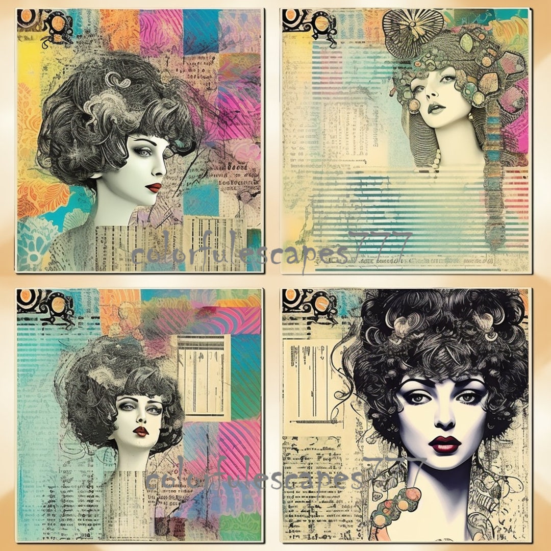 1980s Digital Paper Altered Art Journal Page Digital Collage Sheet ...