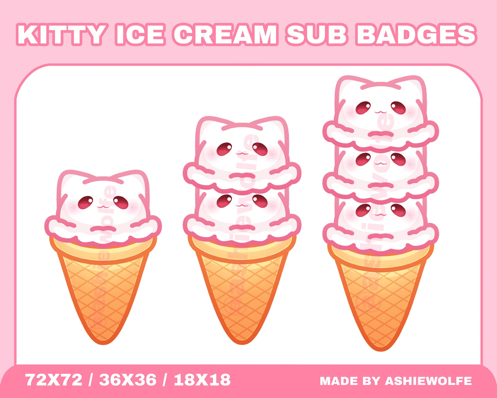Kitty Ice Cream Sub Badge for Twitch, Youtube, Discord | Twitch Badges ...