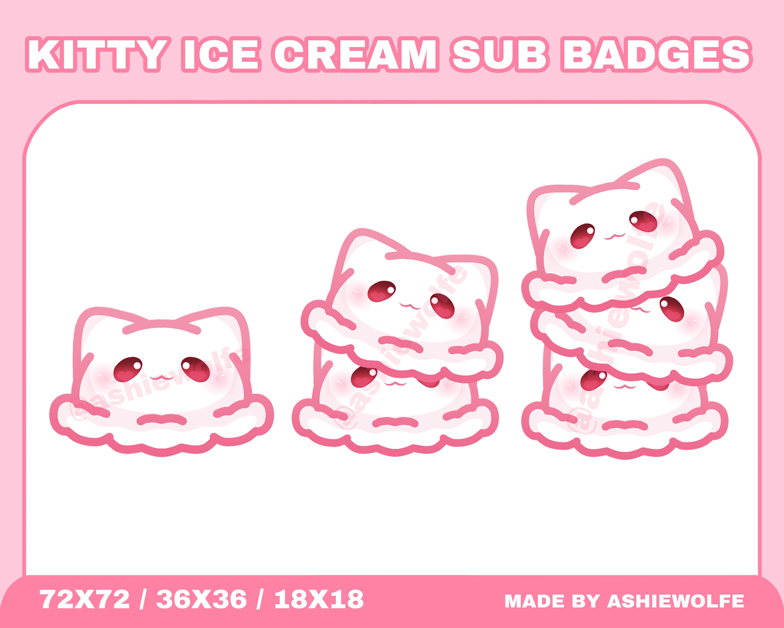 Kitty Ice Cream Sub Badge for Twitch, Youtube, Discord | Twitch Badges ...