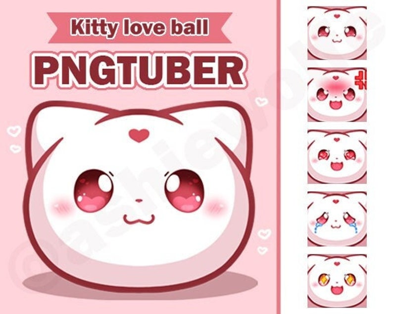 PNGTUBER ~ Kitty Love Ball 2048x2048px | Cute Cat | Twitch | Streaming ...
