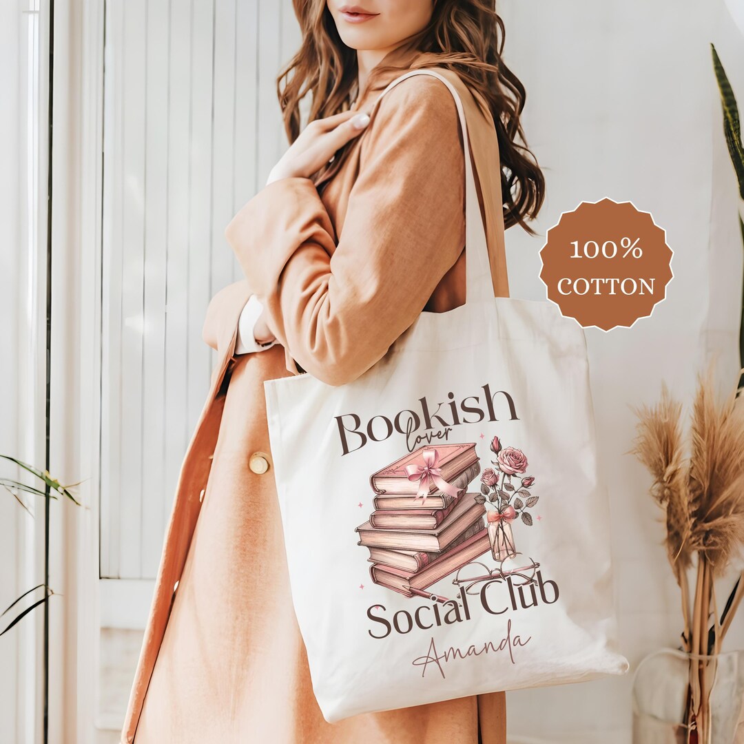 Custom Book Tote Bag, Bookish Personalized Tote Bag, Bookish Gift Idea ...