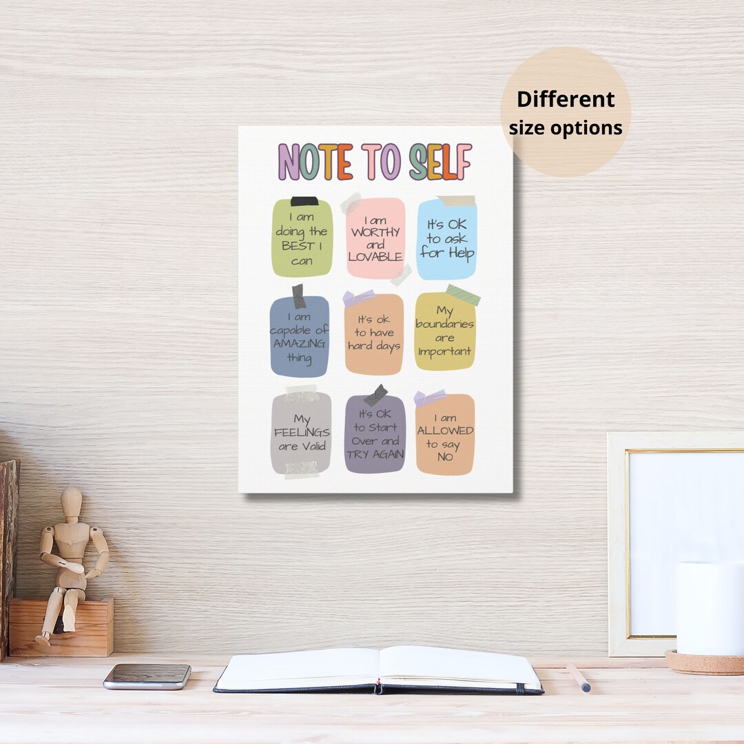Note to Self Wall Art Affirmation Poster, Therapy Office Decor Mental ...