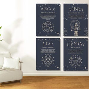 Astrology Wall Art, Personalized Wall Decor, Custom Zodiac Gemini Wall ...