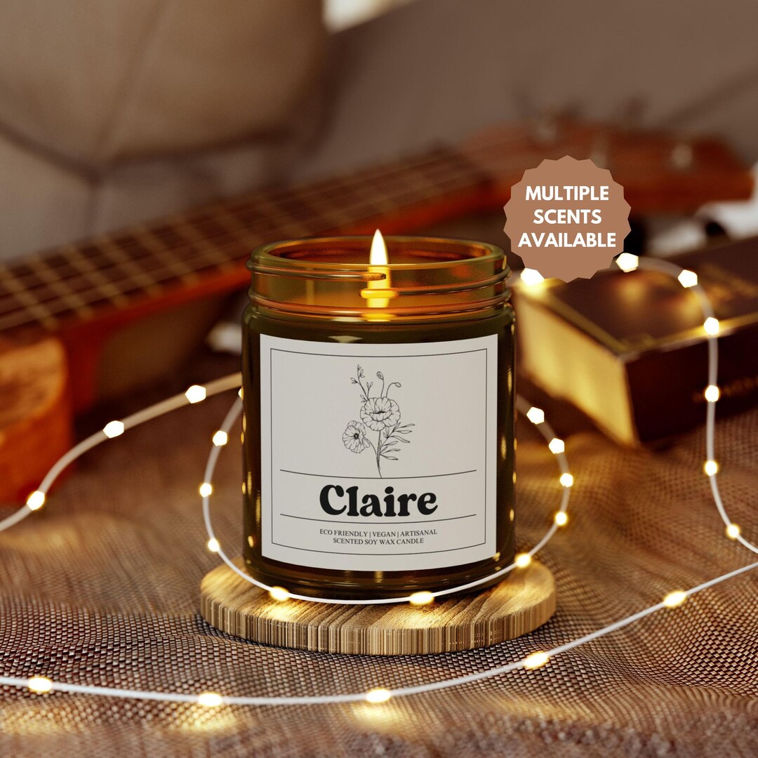 Custom Birth Candle, Personalized Bridesmaid Candle Bridal Party Gift ...