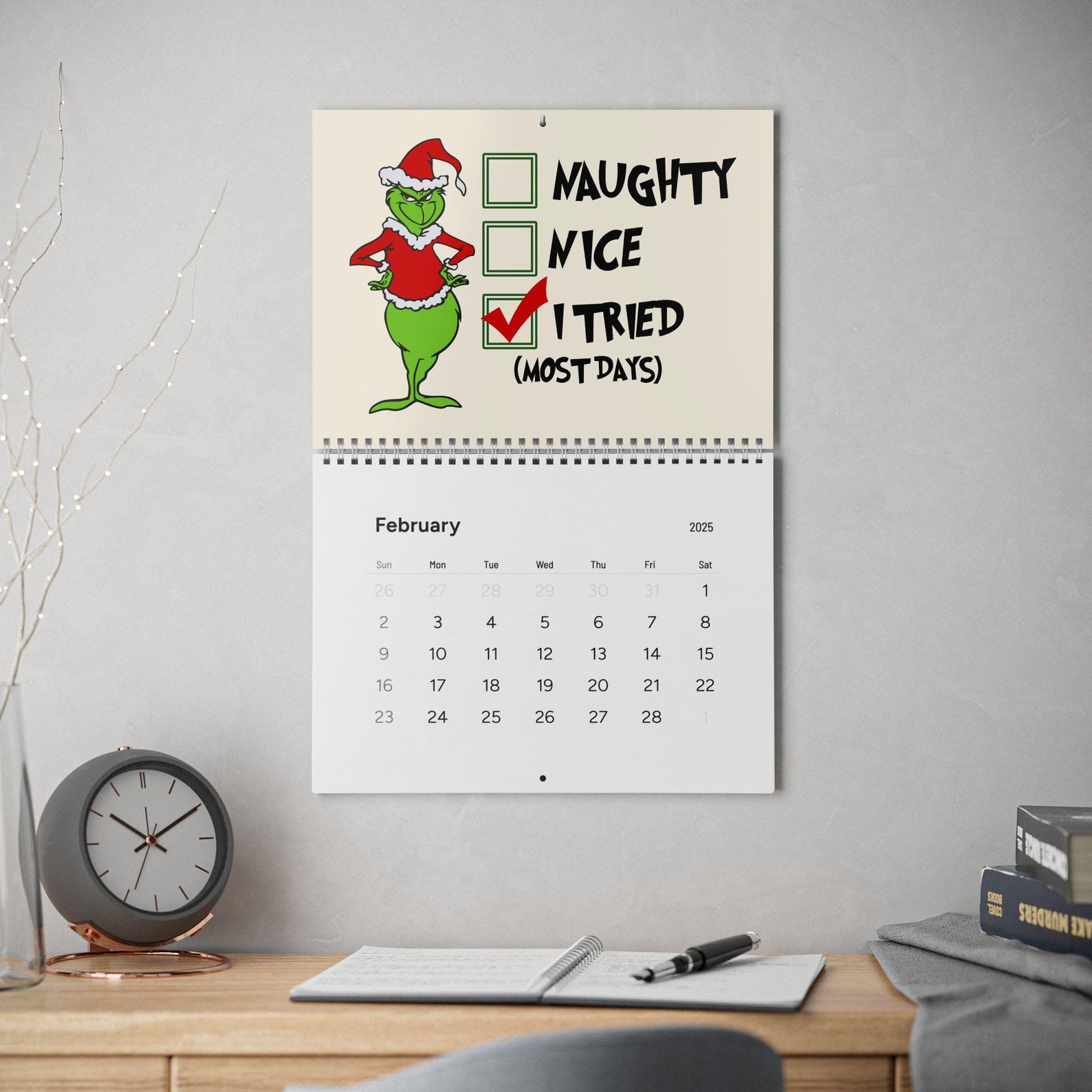Grinch 2026 Calendar, 2026 Wall Calendar, Grinch Decor, Grinch ...