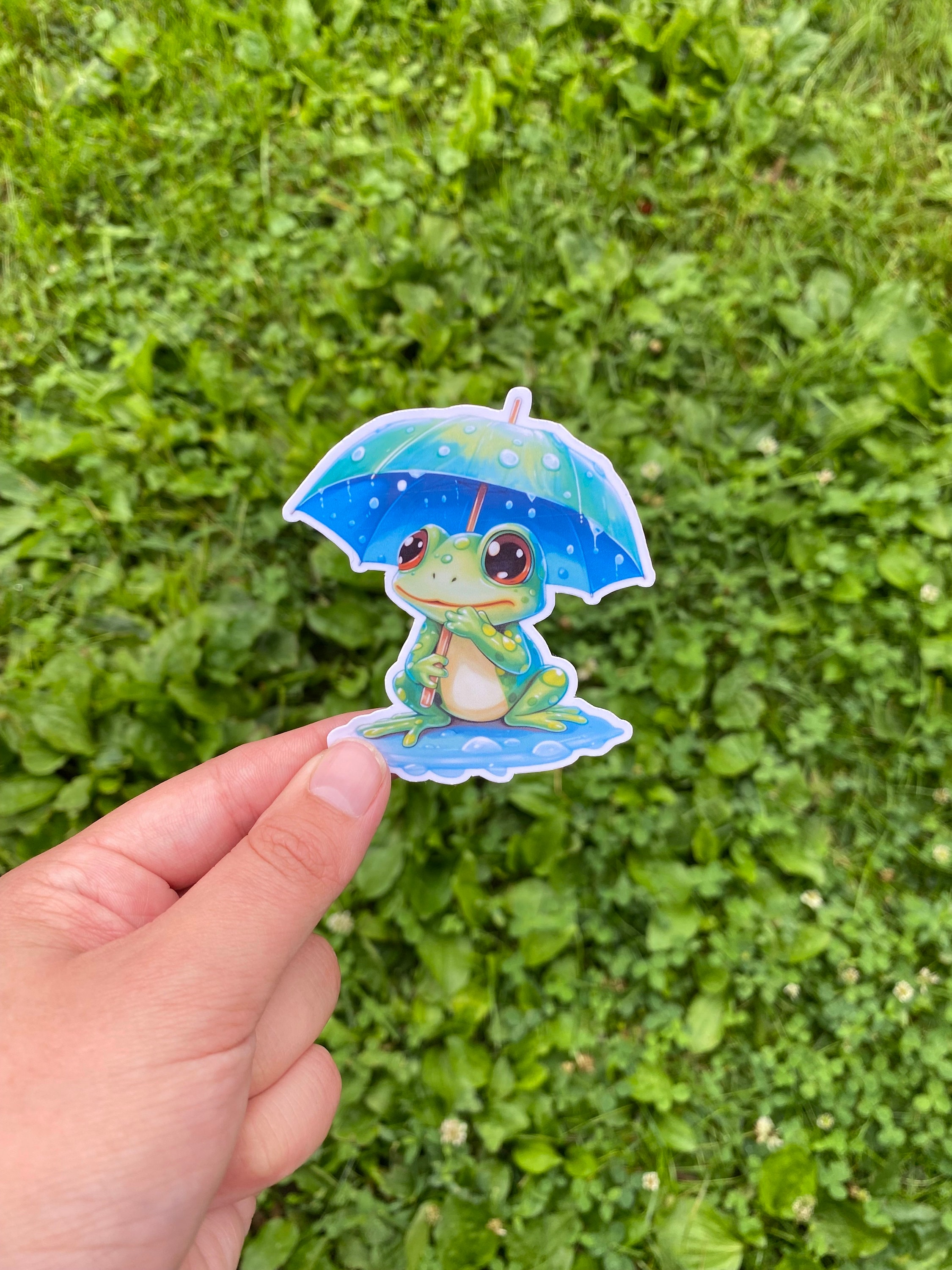 Rainy Day Frog Sticker, Rain Frog Sticker, Frog Sticker, Vinyl Sticker ...