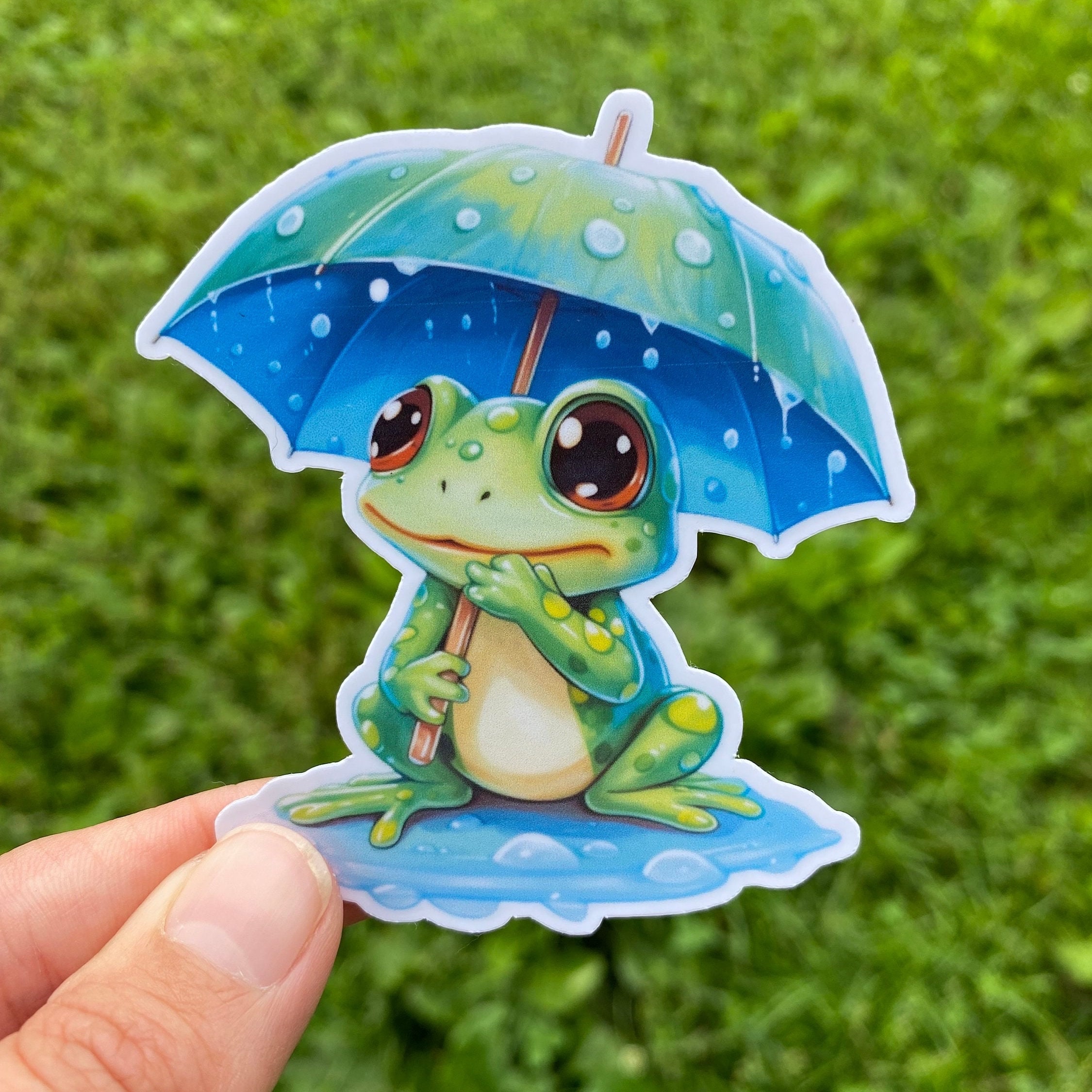 Rainy Day Frog Sticker, Rain Frog Sticker, Frog Sticker, Vinyl Sticker ...