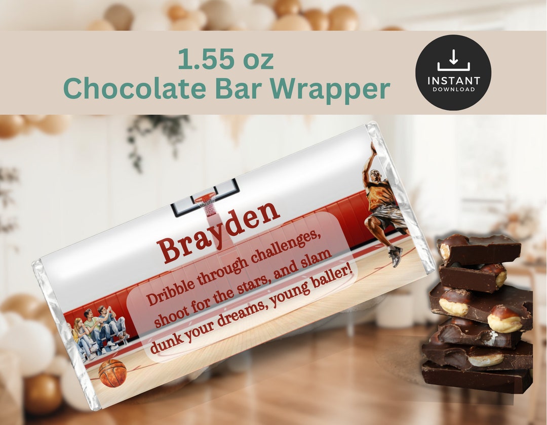 Editable Basketball Chocolate Bar Template, 1.55 Oz Chocolate Bar ...