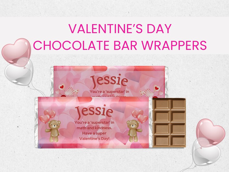 Valentines Day 1.55 Oz Chocolate Bar Wrapper With 30 Different Images ...