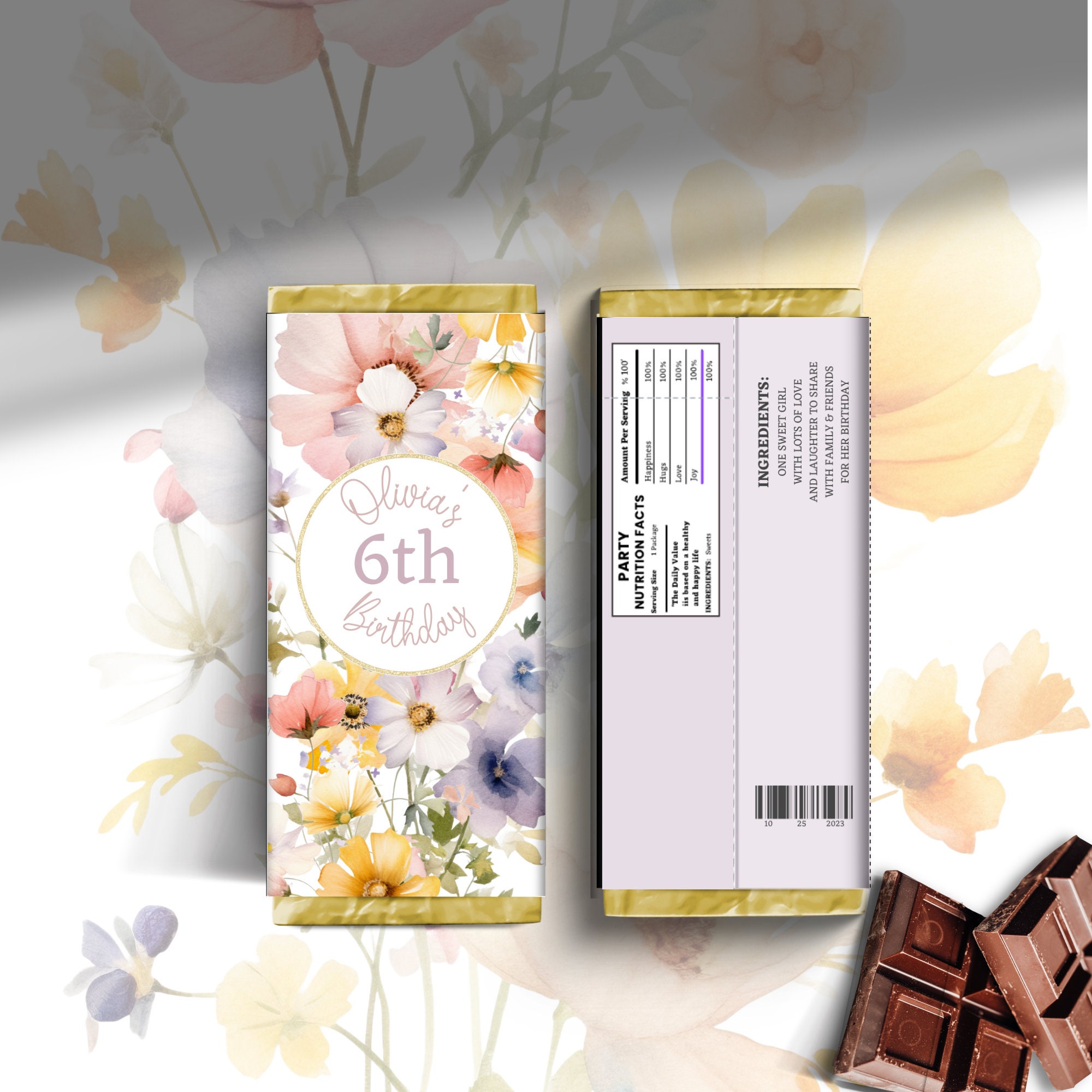 Editable 6th Birthday Chocolate Bar Wrapper Template - Soft and ...