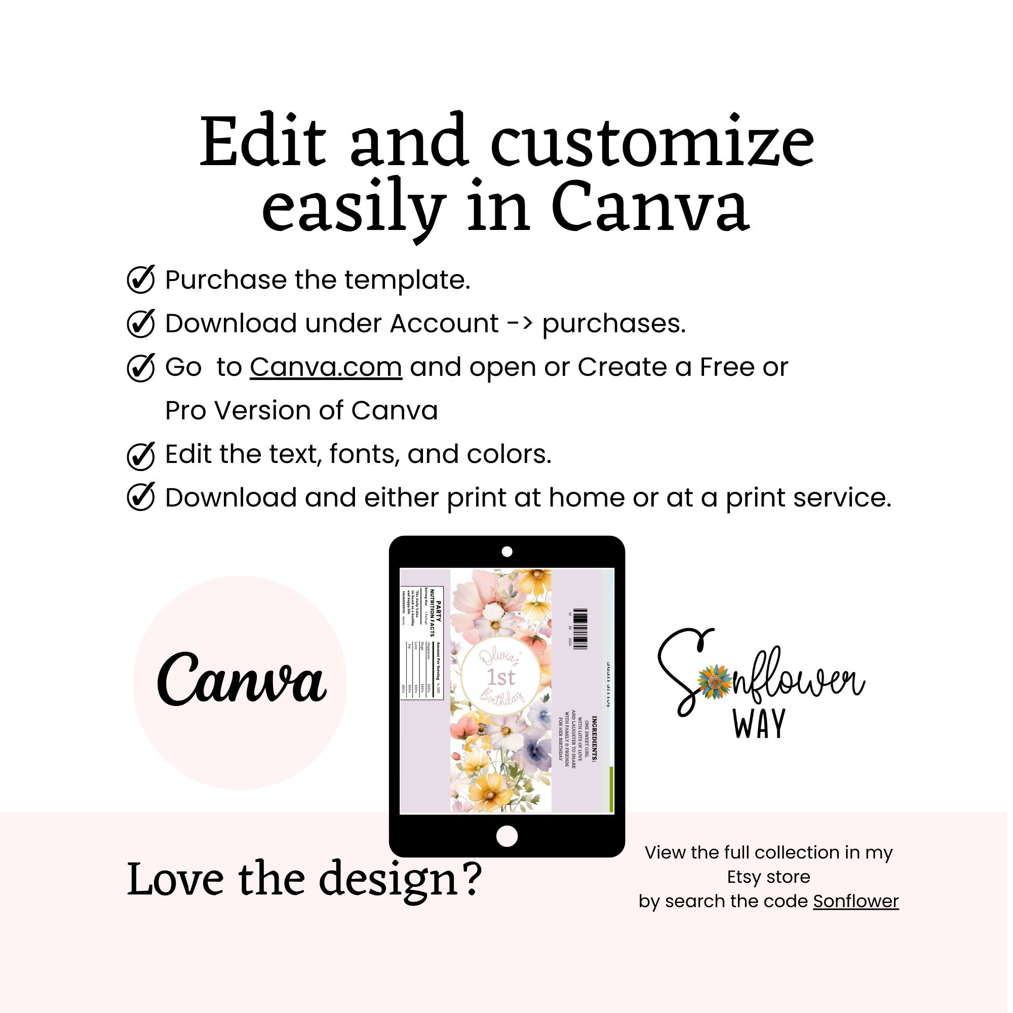 Editable 1st Birthday Chocolate Bar Wrapper Template - Soft and ...