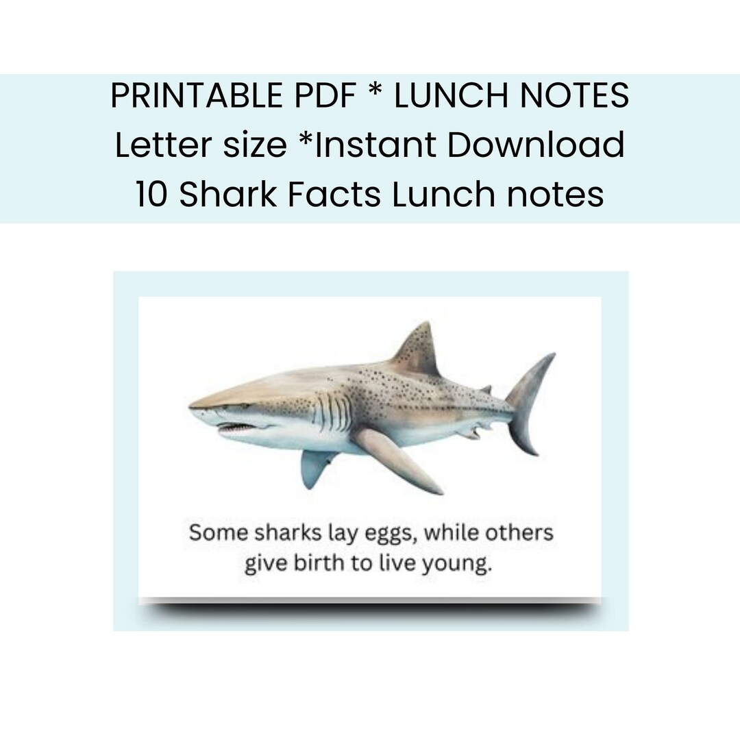 Printable Lunch Box Notes Sea-life Animal Fun Facts Lunch - Etsy