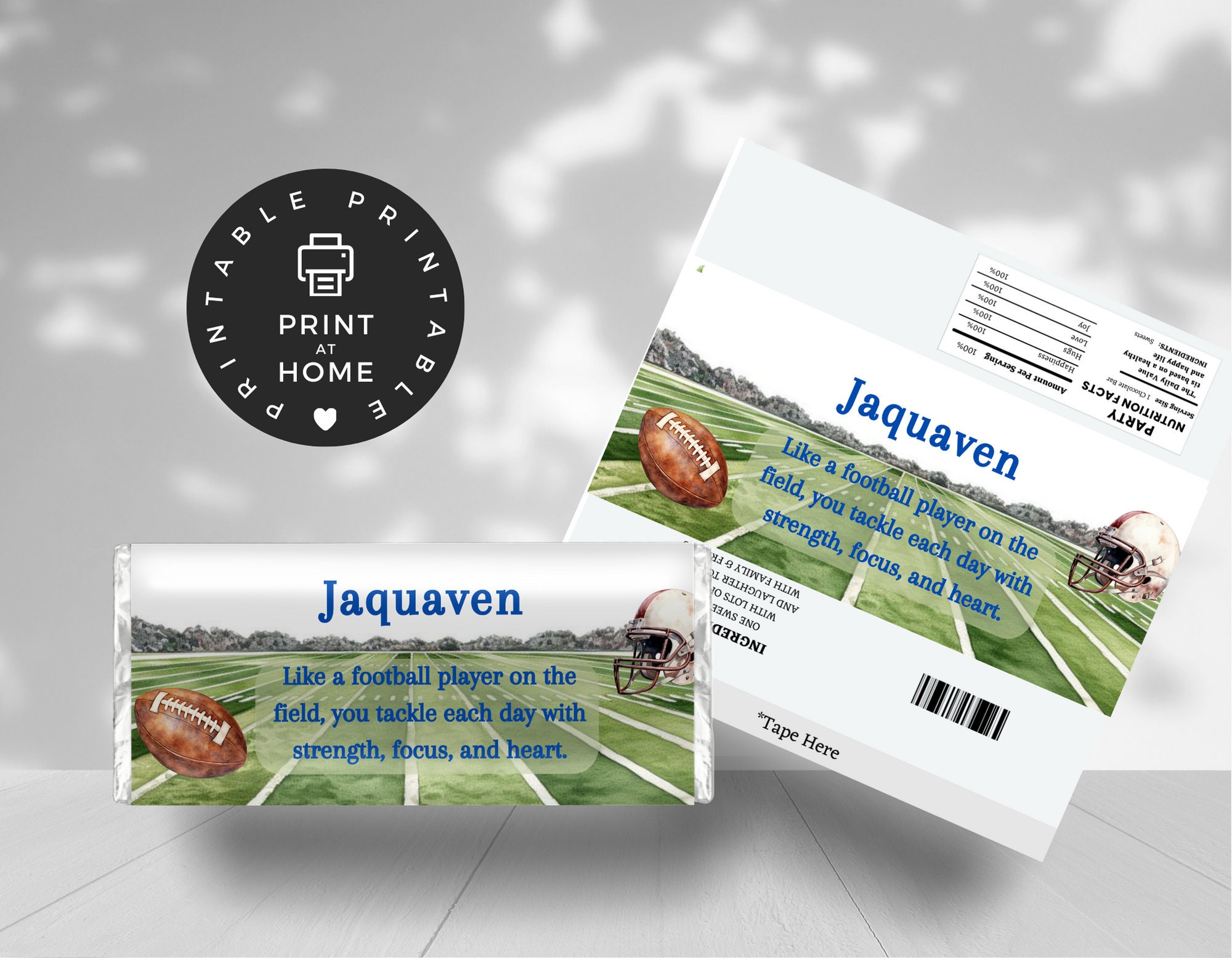 Editable Football Chocolate Bar Template, 1.55 Oz Chocolate Bar Wrapper ...
