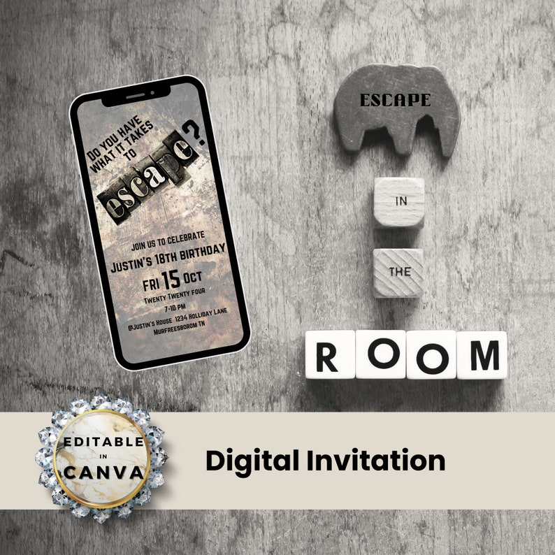 Editable Escape Room Party Invitation Template - Solve the Mystery ...