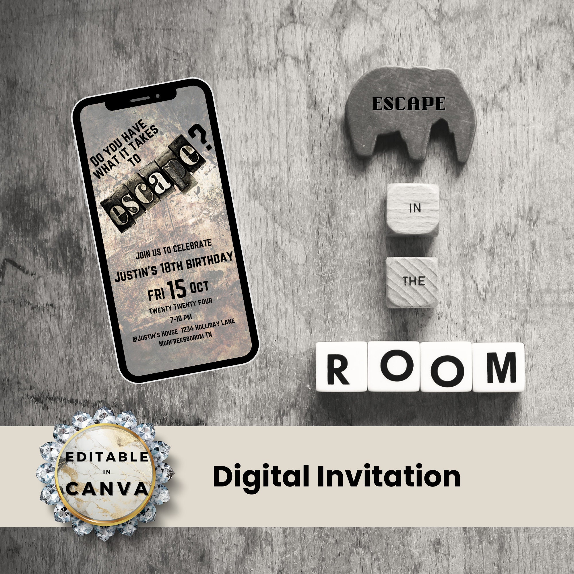 Editable Escape Room Party Invitation Template - Solve the Mystery ...