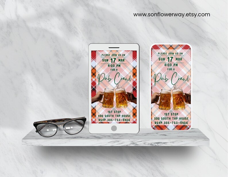 Pub Crawl Invite, Editable Digital Animated St. Patricks Day Mobile ...