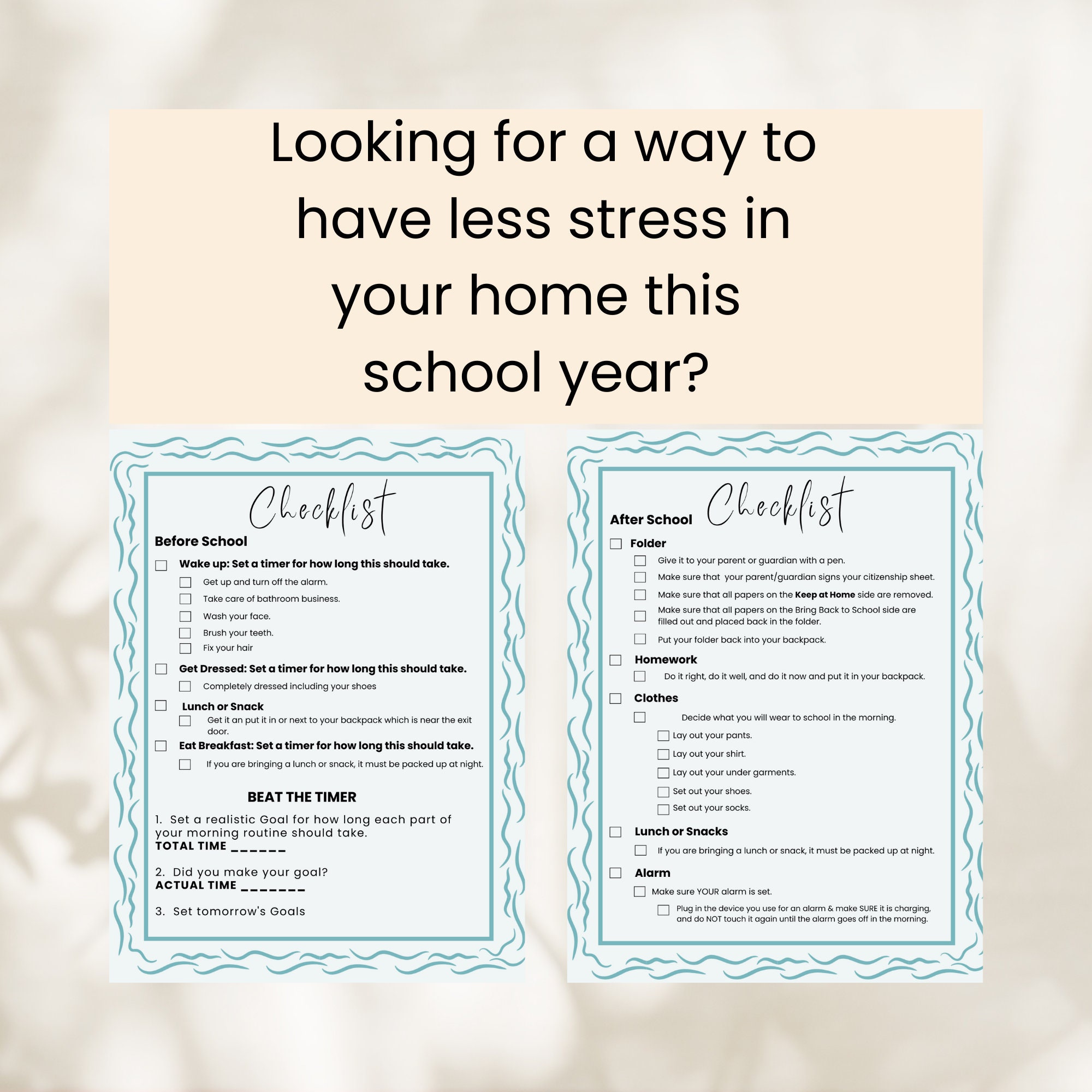 Editable Student Before and After School Checklist - Etsy