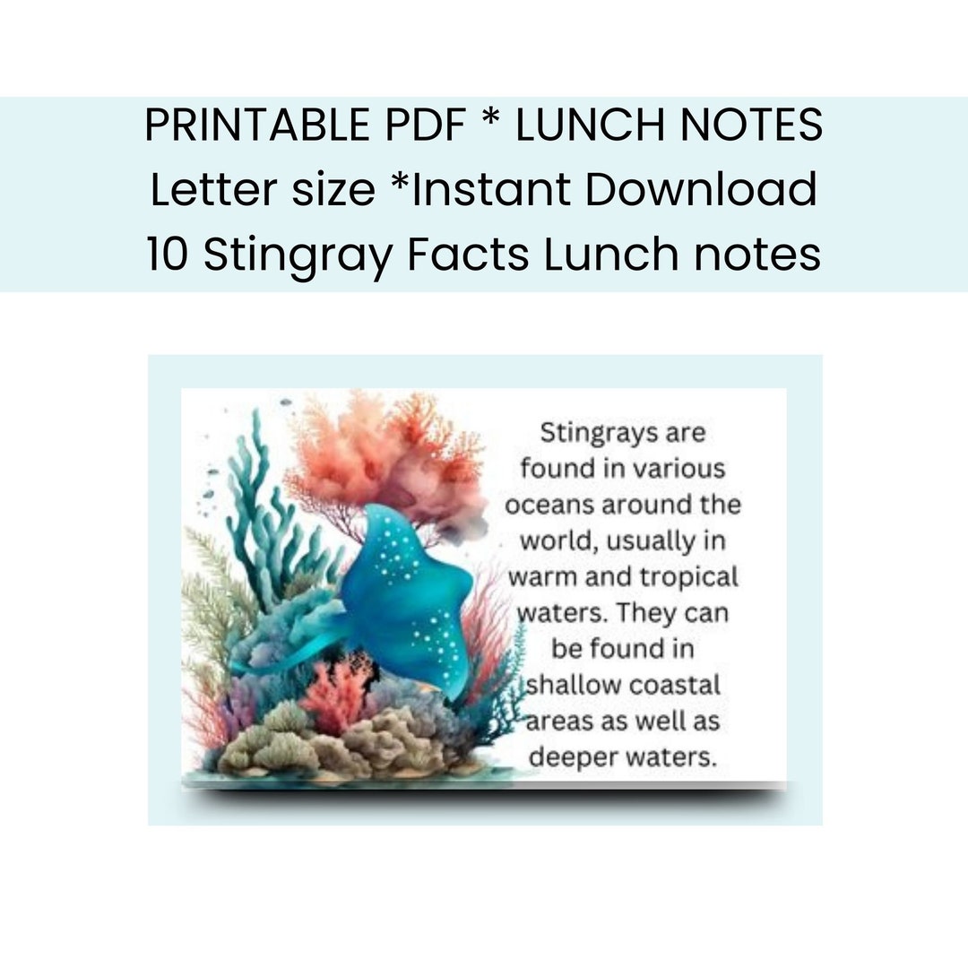 Printable Lunch Box Notes, Sea-life Animal Fun Facts, Lunch Box Notes ...