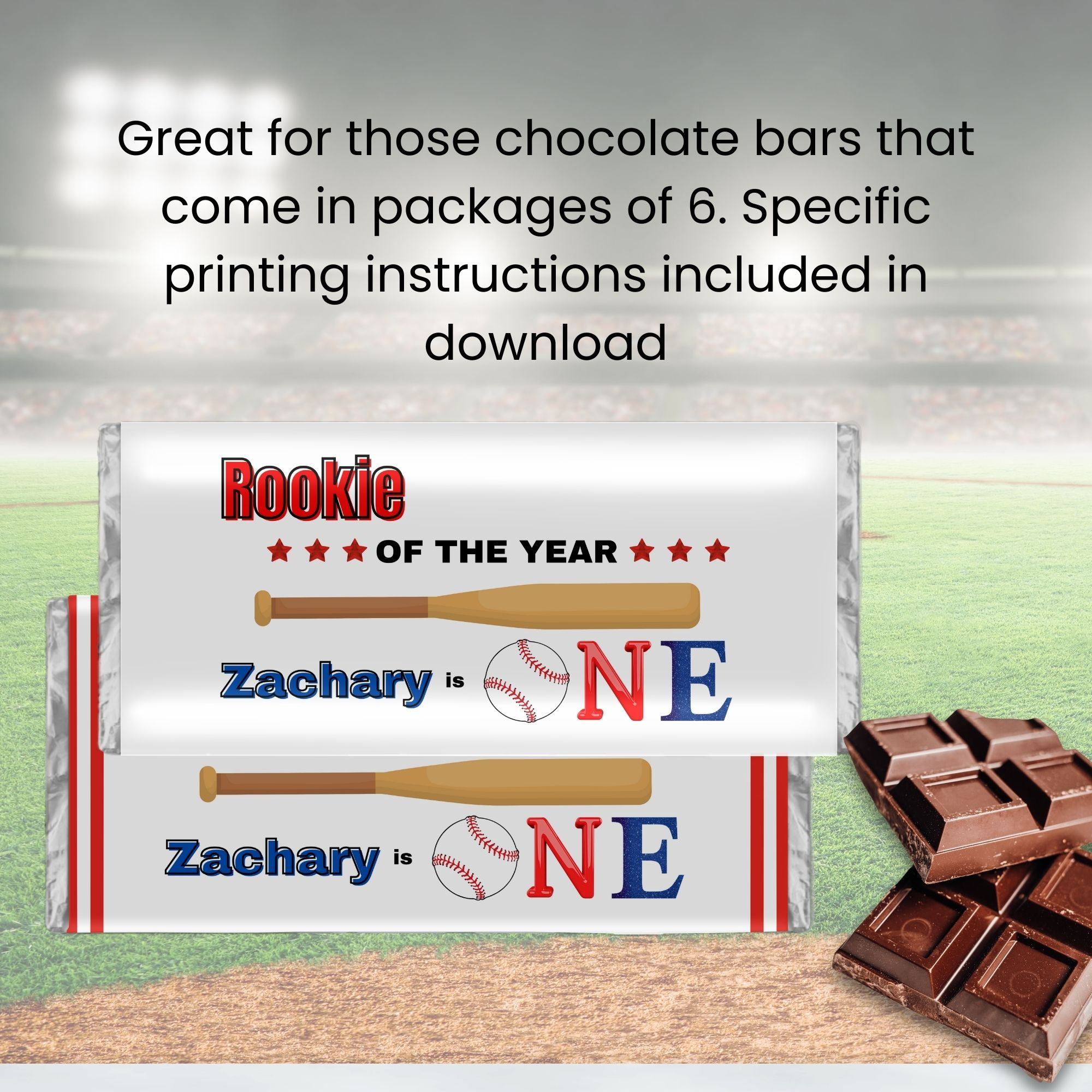 Editable Rookie of the Year Baseball Birthday Chocolate Bar Wrapper ...