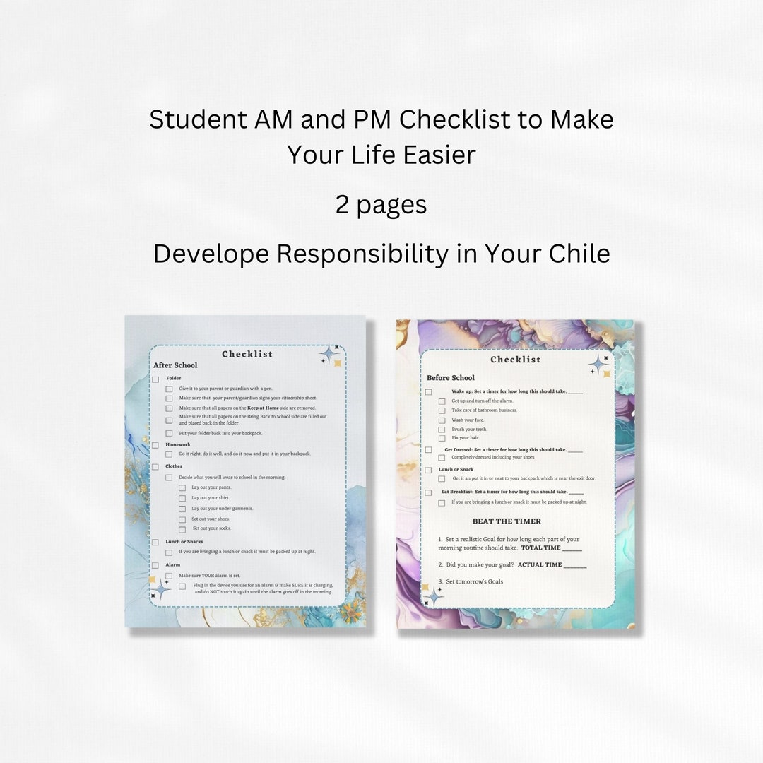 Editable Student Before and After School Checklist Develop - Etsy