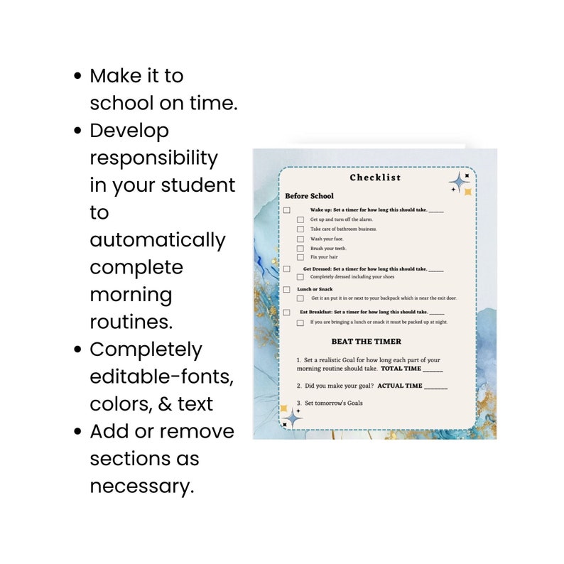 Editable Before After School Responsibility Checklist for - Etsy