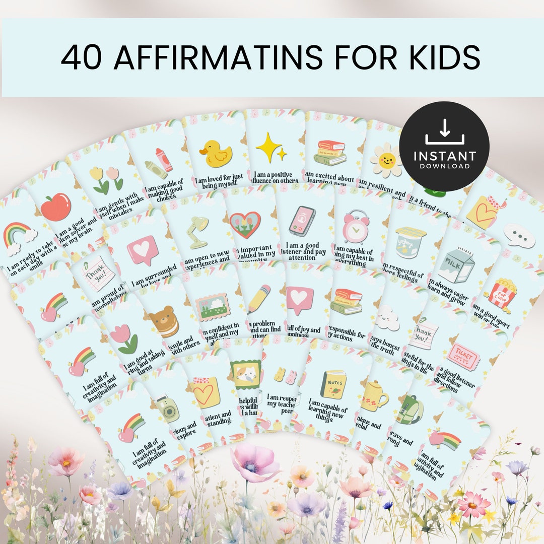 Affirmation Cards for Kids, Self-esteem Focusing Statements, Kids ...