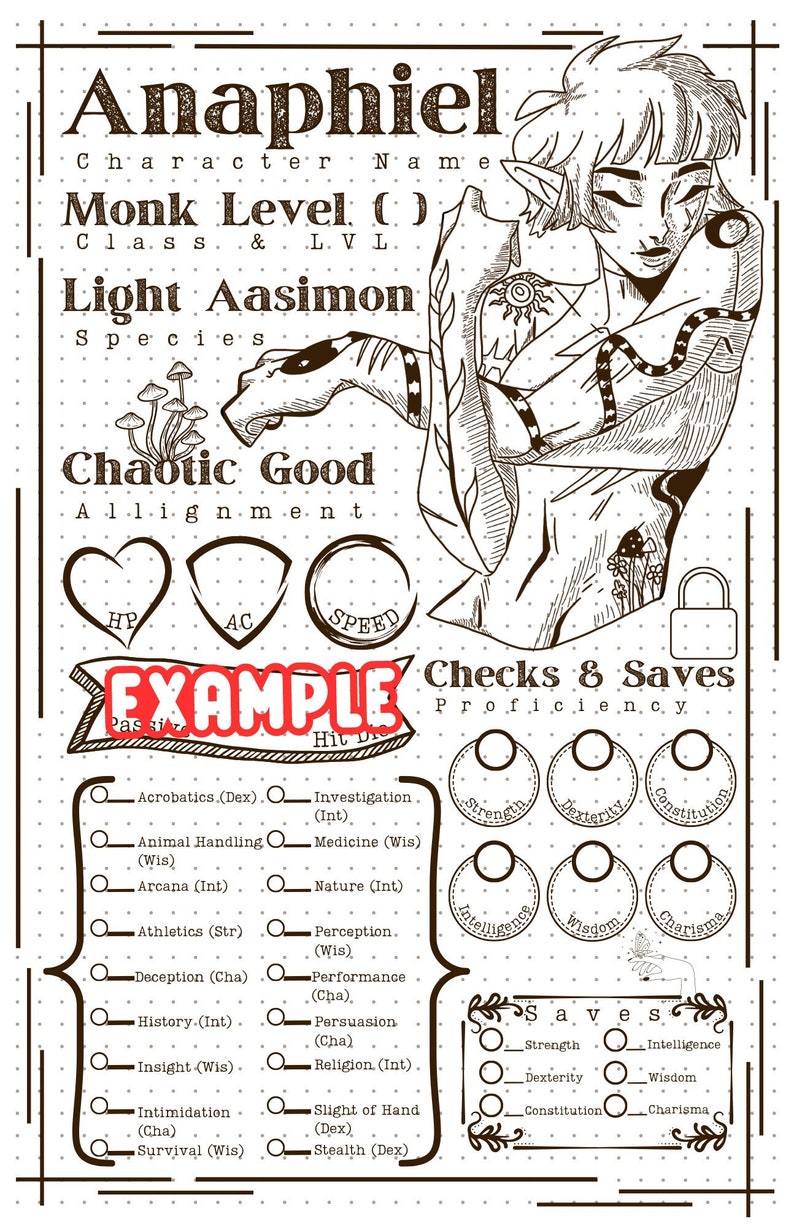 DND - Character Sheet (no Combat Pages Included) - Etsy
