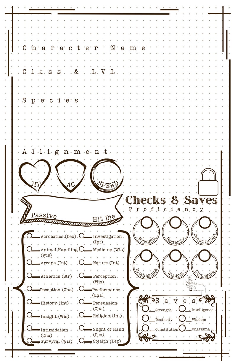 DND - Character Sheet (no Combat Pages Included) - Etsy