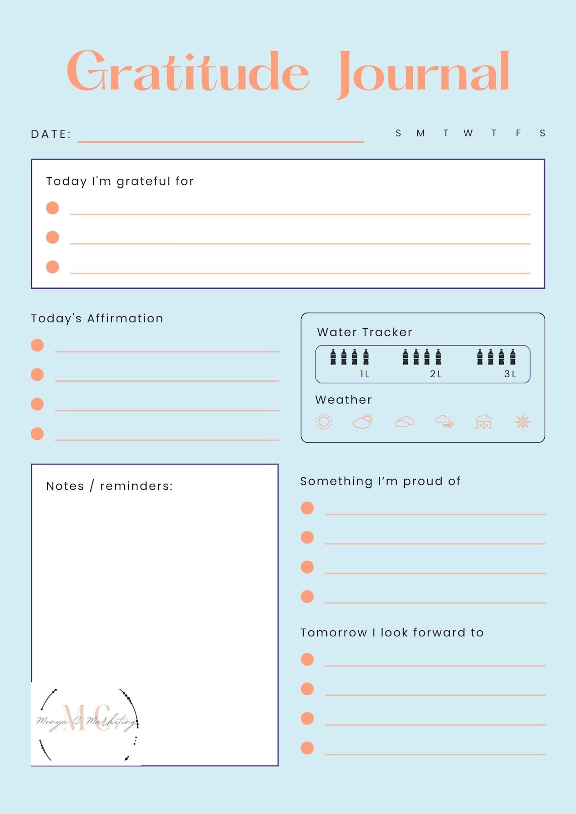 Gratitude Minimalist Digital Journal Pastel Set X10 - Etsy