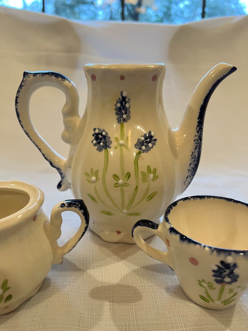 Hand Painted Bluebonnet Tea Set - Etsy
