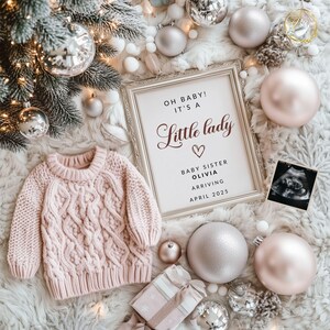 Little Sister Pregnancy Announcement, Digital It's a Girl Gender Reveal ...