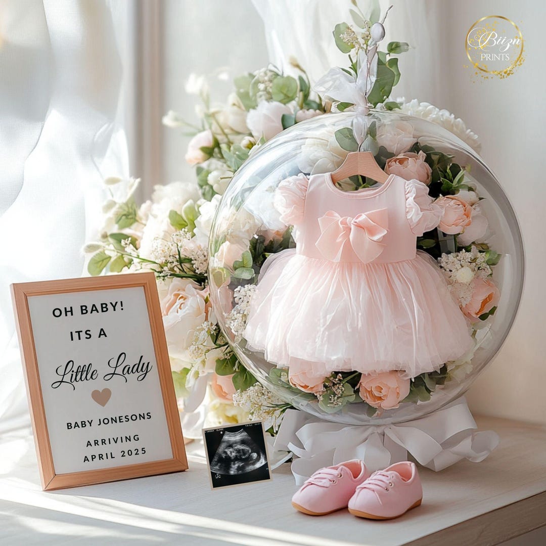 It's a Girl Balloon Pregnancy Announcement: Personalized Digital Reveal ...