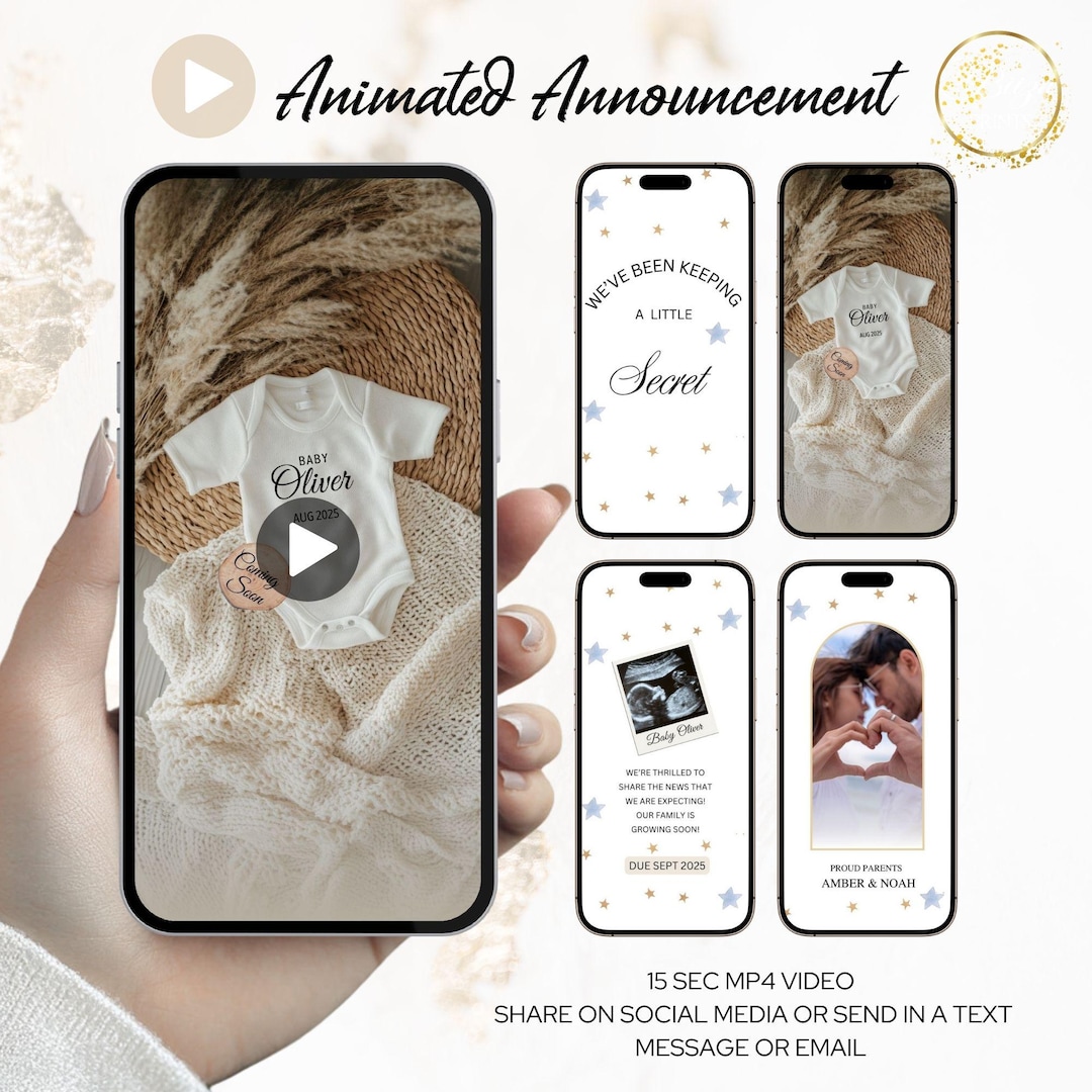 Digital Pregnancy Announcement Video - Baby Reveal Video - Canva ...