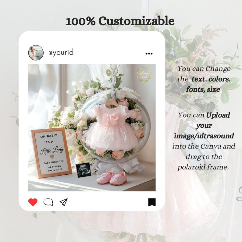 It's a Girl Balloon Pregnancy Announcement: Personalized Digital Reveal ...