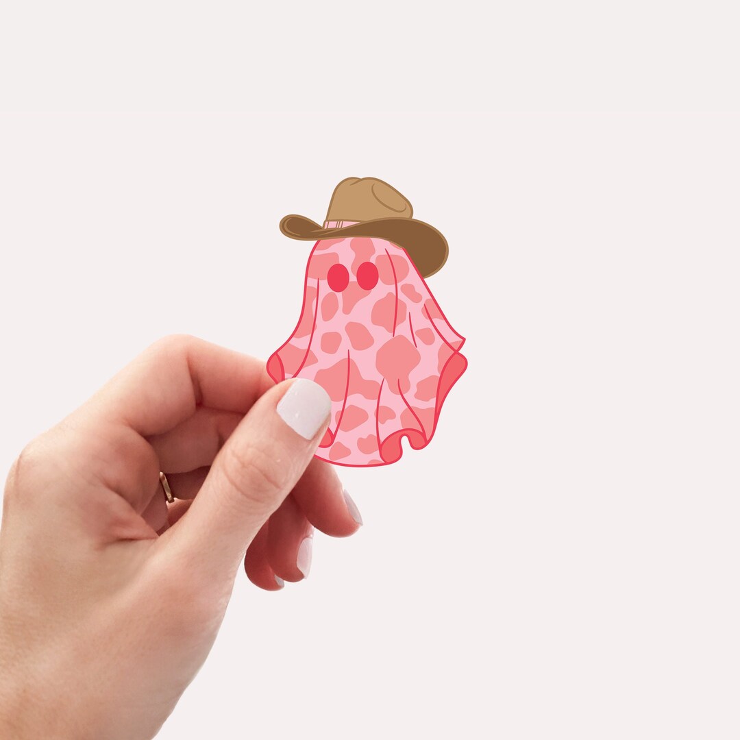 Ghost Cowboy Hat Halloween Cow Print Die-cut Vinyl Sticker Decal - Etsy