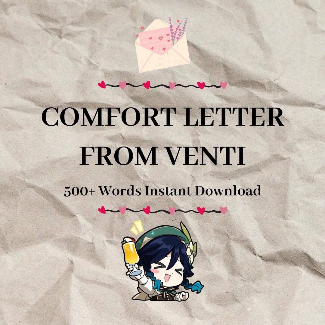 Wholesome Comfort Letter From Venti 500 Words, Digital Download Comfort ...