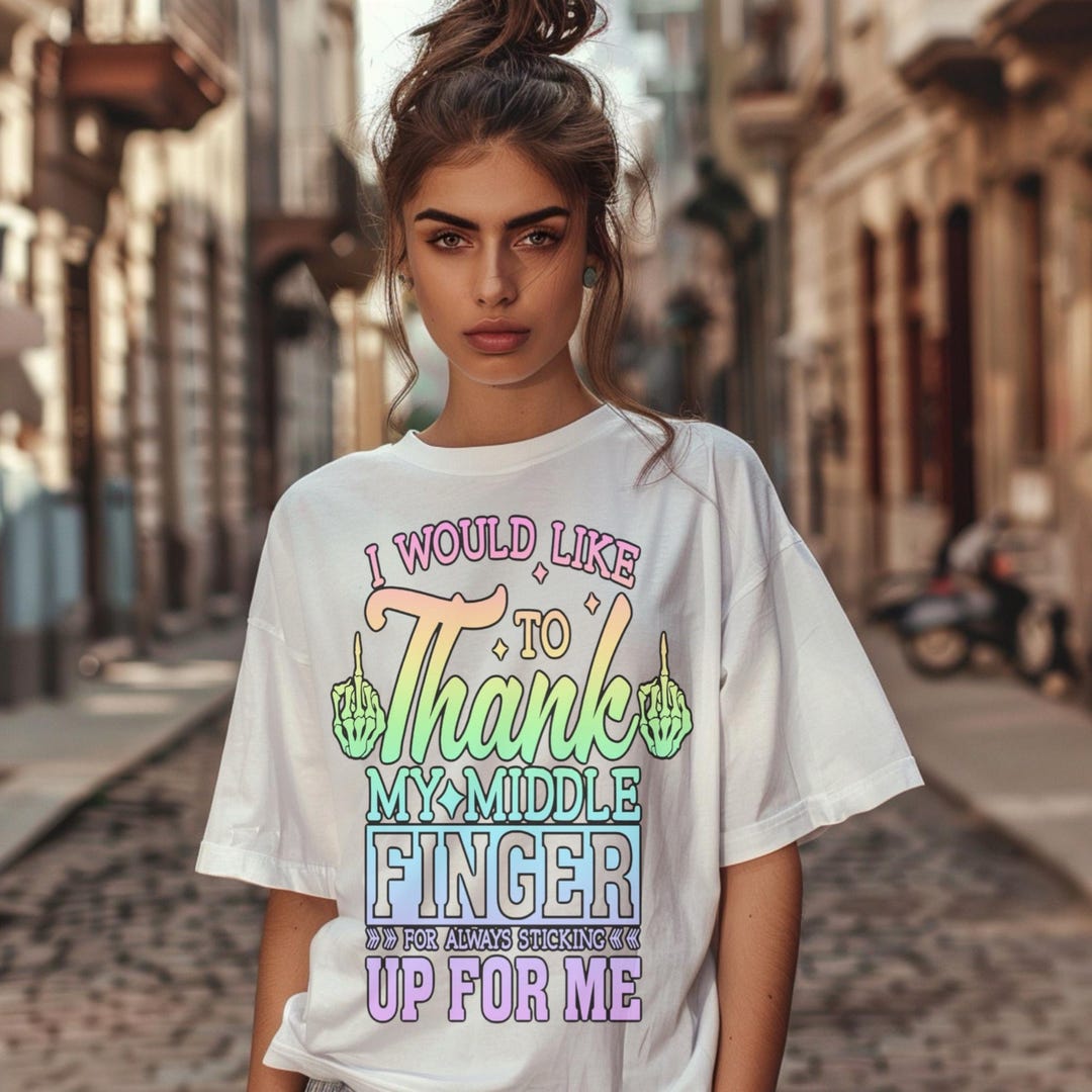 Thank My Middle Finger Pastel Kawaii Tshirt Bright Colorful Tee Bold ...