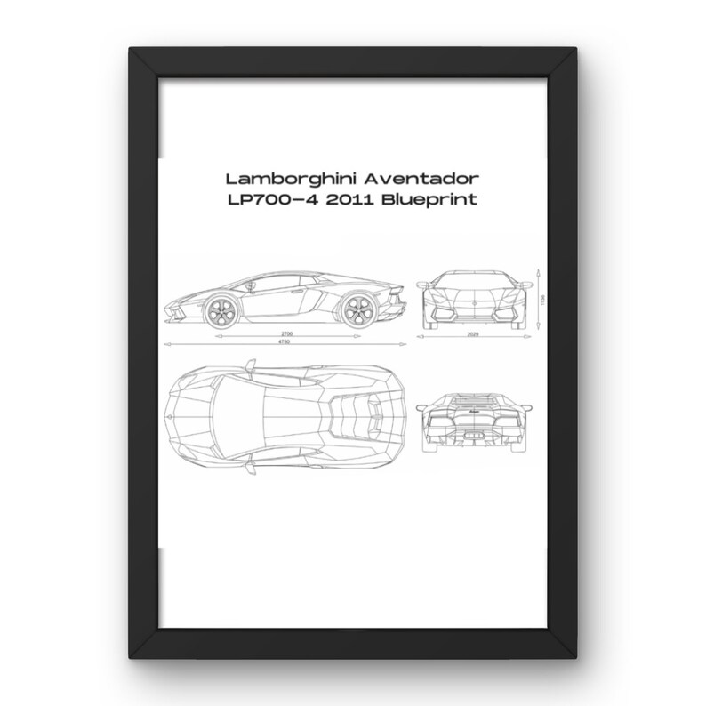 Lamborghini Aventador LP700-4 2011 Technical Drawing Poster - Etsy