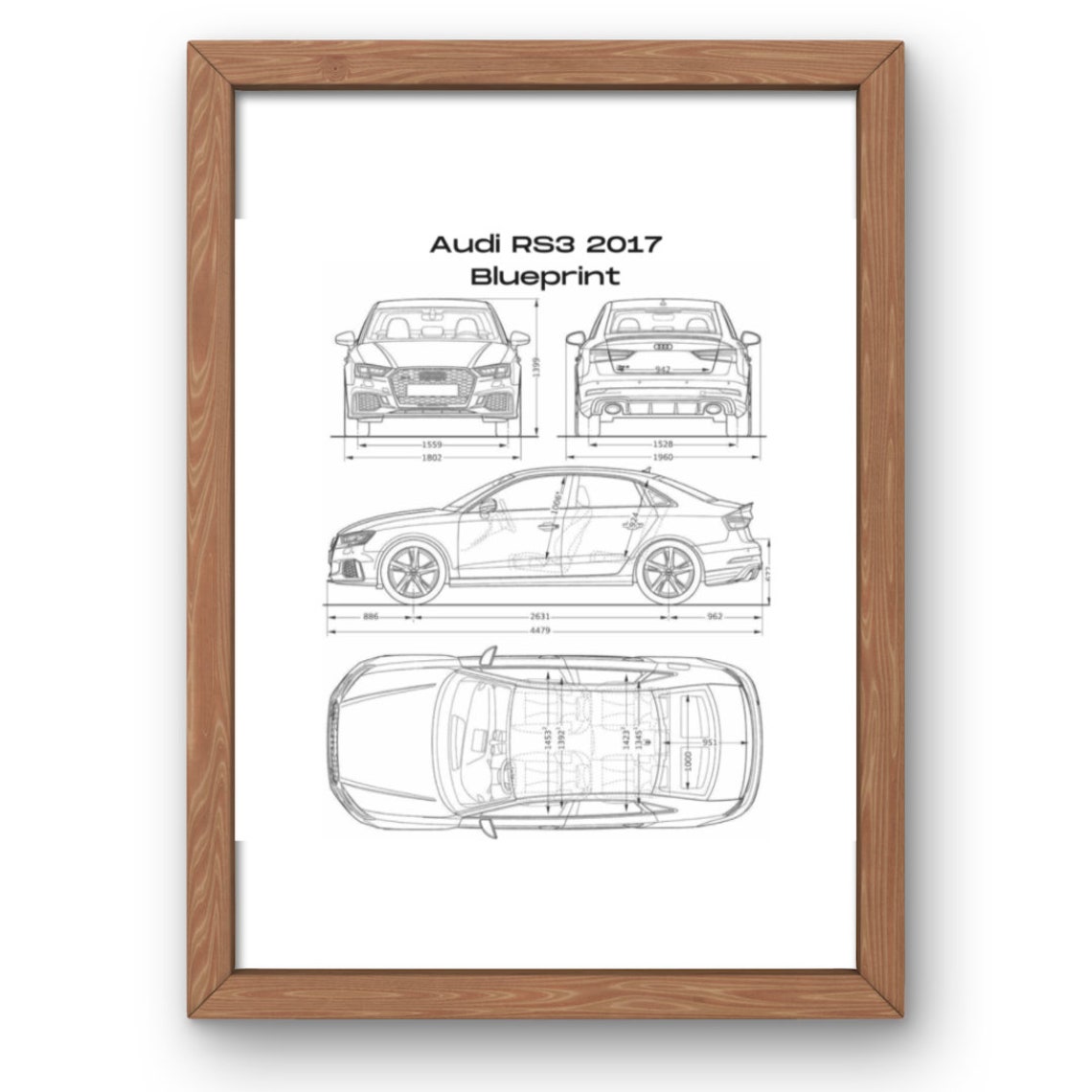 Audi RS3 2017 Technical Drawing Poster - Etsy