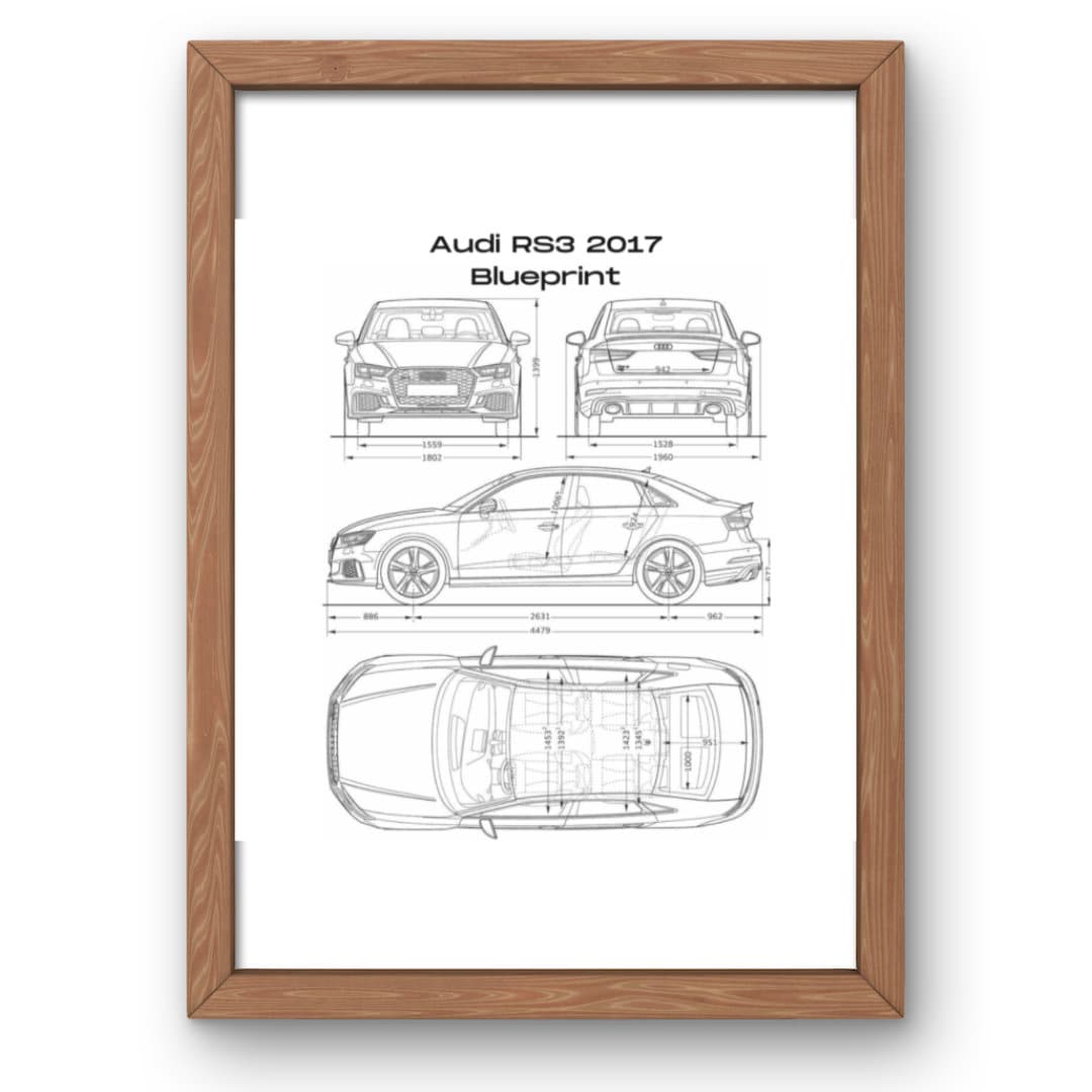 Audi RS3 2017 Technical Drawing Poster - Etsy