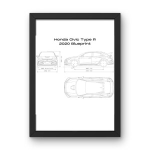 Honda Civic Type R 2020 Technical Drawing - Etsy