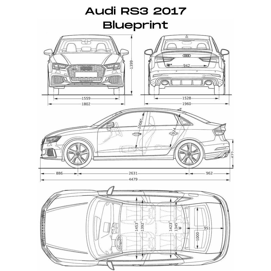 Audi RS3 2017 Technical Drawing Poster - Etsy