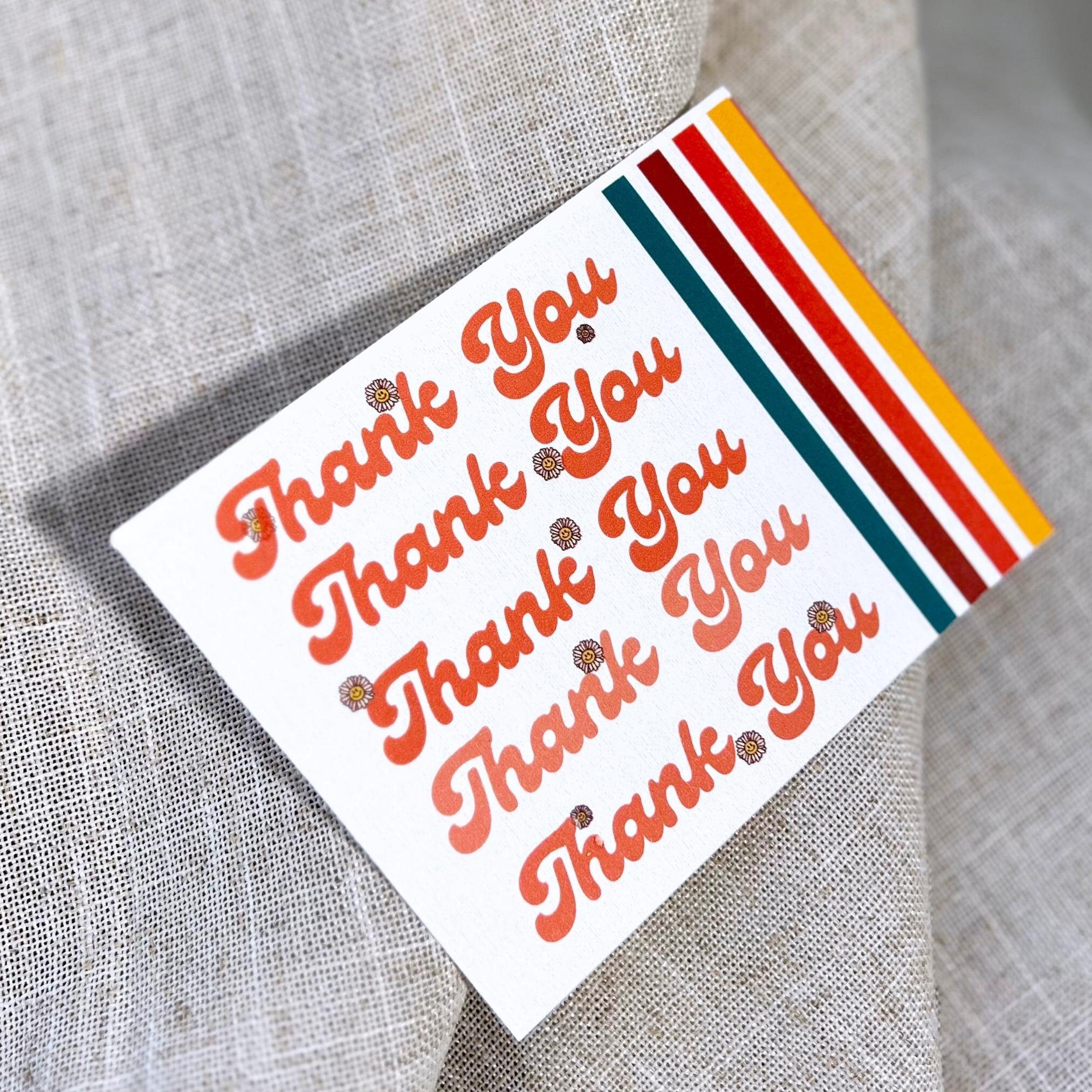 Retro Thank You Card Template Retro Colored Thank You Card Editable for ...