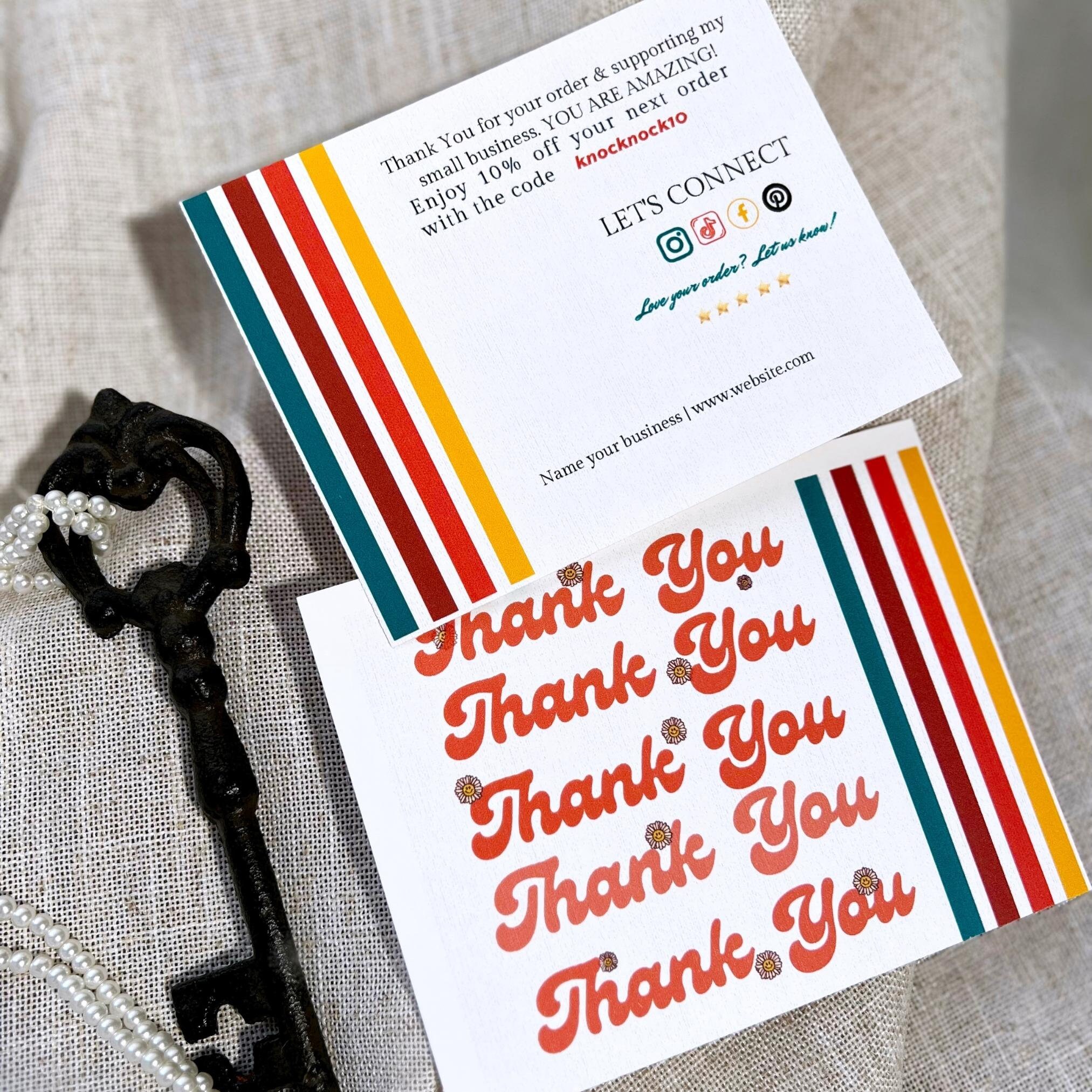 Retro Thank You Card Template Retro Colored Thank You Card Editable for ...