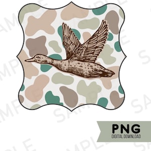 Mallard Duck PNG Flying Duck PNG Retro Camo Design Camo and Mallard ...