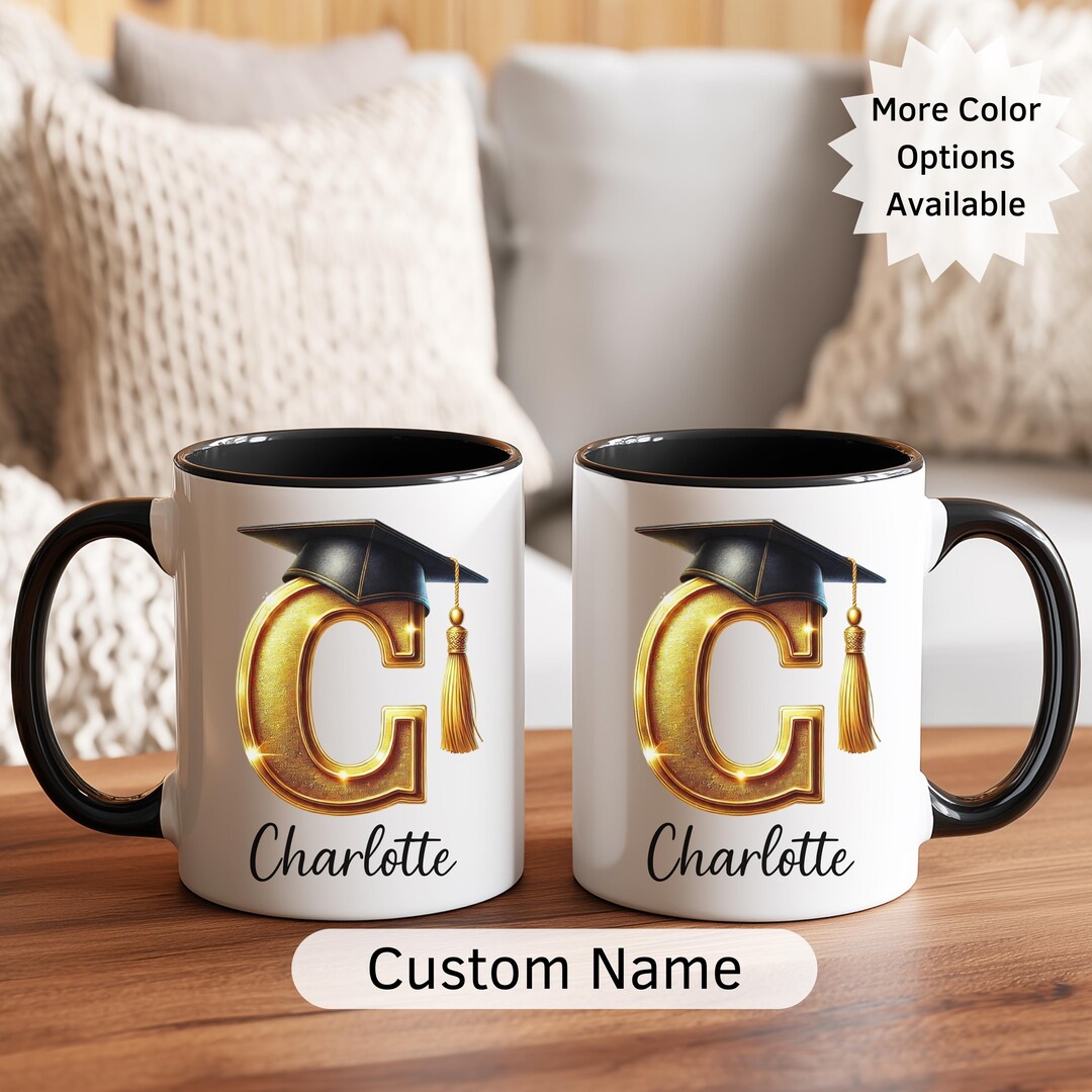 Personalized Graduation Mug With Initial and Name Custom Graduate Gift ...