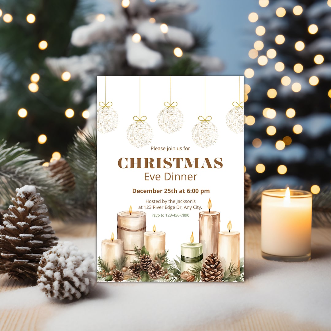 Minimalist Christmas Eve Dinner Invitation Template Printable Christmas ...